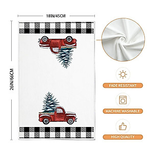 ARKENY Christmas Dish Towels for Christmas Decor Black Buffalo Plaid Kitchen Towels 18x26 Inch Xmas Wreath Snow Washcloths Seasonal Noel Red Truck Home Hand Towel for Cooking Set of 2