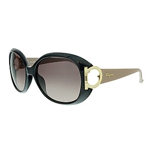 Ferragamo Brown Gradient Oval Sunglasses SF668 001 57