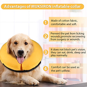 MUKSIRON Recovery Collar for Dogs,Soft Protective Inflatable Dog Cone Collar for After Surgery, Adjustable Elizabethan Collar for Small/Medium/Large Dog and Cats to Prevent from Scratching & Biting