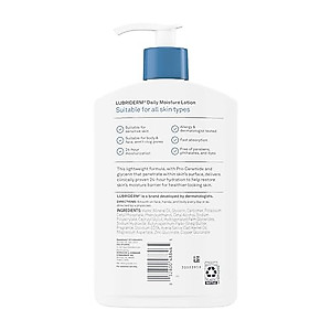 Lubriderm Daily Moisture Lotion + Pro-Ceramide with Shea Butter & Glycerin Helps Moisturize Dry Skin, Hydrating Face, Hand & Body Lotion is Lightly Scented & Non-Greasy, 16 fl. oz (Pack of 6)