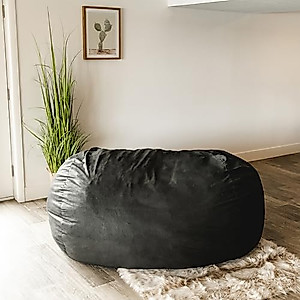 Big Joe Fuf XL Foam Filled Bean Bag Chair with Removable Cover, Black Lenox, Durable Woven Polyester, 5 feet Giant