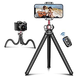Phone Tripod Stand with Upgraded Phone Clip, Tupwoon Flexible Tripod for iPhone and Android Cell Phone, Portable Phone Stand for Video Recording, Camera, GoPro