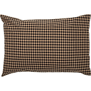 VHC Brands Black Check Star Cotton Primitive Bedding Appliqued Standard Pillow Case