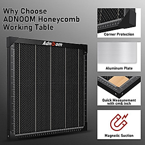 Honeycomb Laser Bed, ADNOOM 15.7” x15.7” Galvanized Iron Honeycomb Working Panel, Laser Cutter Honeycomb Working Table with Aluminum Plate for Fast Heat Dissipation and Desktop-Protecting (400 x400mm)