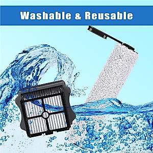 Floor ONE S5 Brush Roller Replacement Parts for Tineco Floor ONE S5/ Floor ONE S5 PRO 2 Cordless Wet Dry Vacuum Cleaner, 4 Pack Brush Roller, 4 Pack HEPA Filters and 1 Pack Cleaning Brush