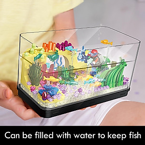 HIGH GODO Fish Tank Aquarium Building Sets, Creative Model Mini Block with Light kit, Collectible Ocean Exploration DIY Toys for Adults Boys Girls Ages 8+(559PCS)