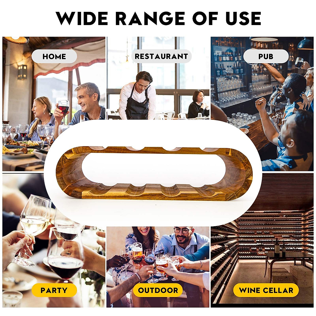 MALLYU Wooden Countertop Wine Racks (8-Bottles 2-Tiers) with A Wood Cell Phone Stand Holder, Small Wine Bottle Rack Shelf Organizer Storage for Home Decor and Wine Gifts, Bar, Cabinet, Pantry