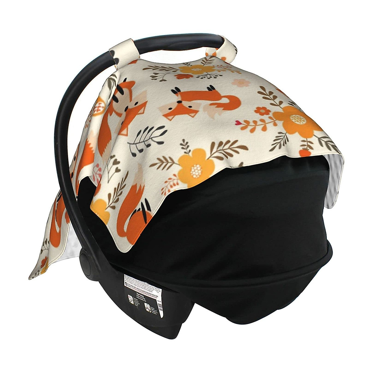 Rutiea Baby Car Seat Canopy Animal Print Fox Nursing Cover for Infant Boys and Girls Breastfeeding Scarf, Keeps Baby Warm and Cozy
