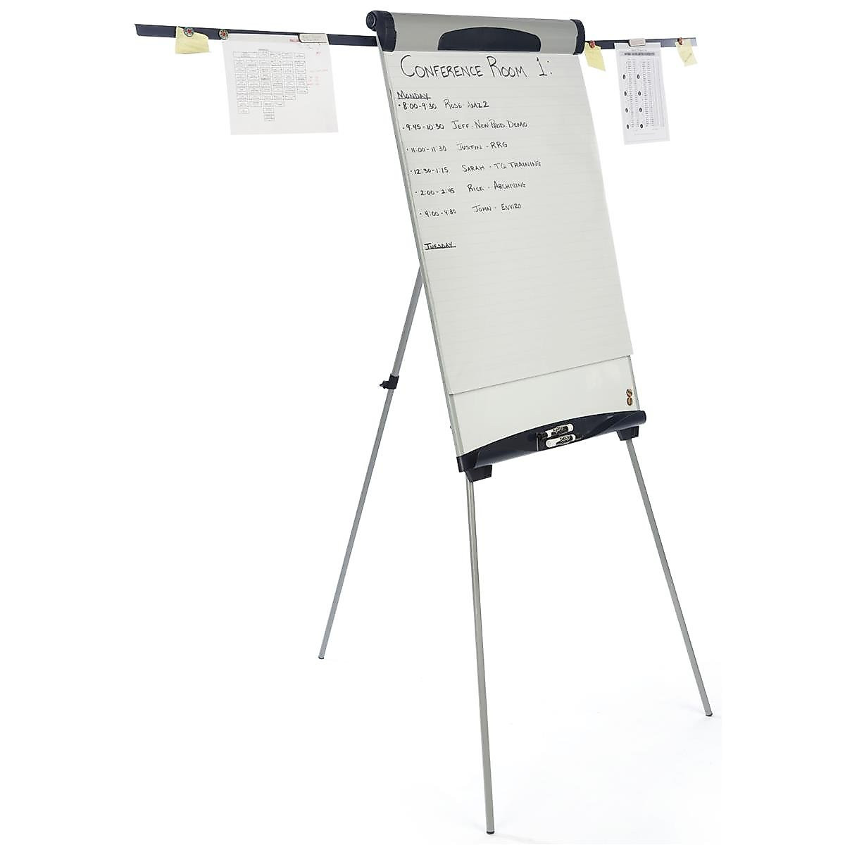 Displays2go Dry Erase Tripod Easel, 26" x 37" Magnetic White Board, Height Adjustable (AWBE24ST)