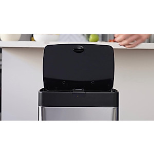 SIMPLI-MAGIC 79207AM Kitchen Trash Can, Touchless Trash Can and Garbage Bin, 13 Gallon Capacity, Perfect for Home, Kitchen, Office, Stainless Steel