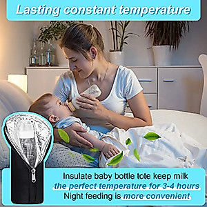 Chunful 3 Pieces Insulated Baby Bottle Bags Breastmilk Cooler Waterproof Baby Bottle Bag Portable Thermal Bottle Bag Travel Baby Bottle Holder Tote (Black)