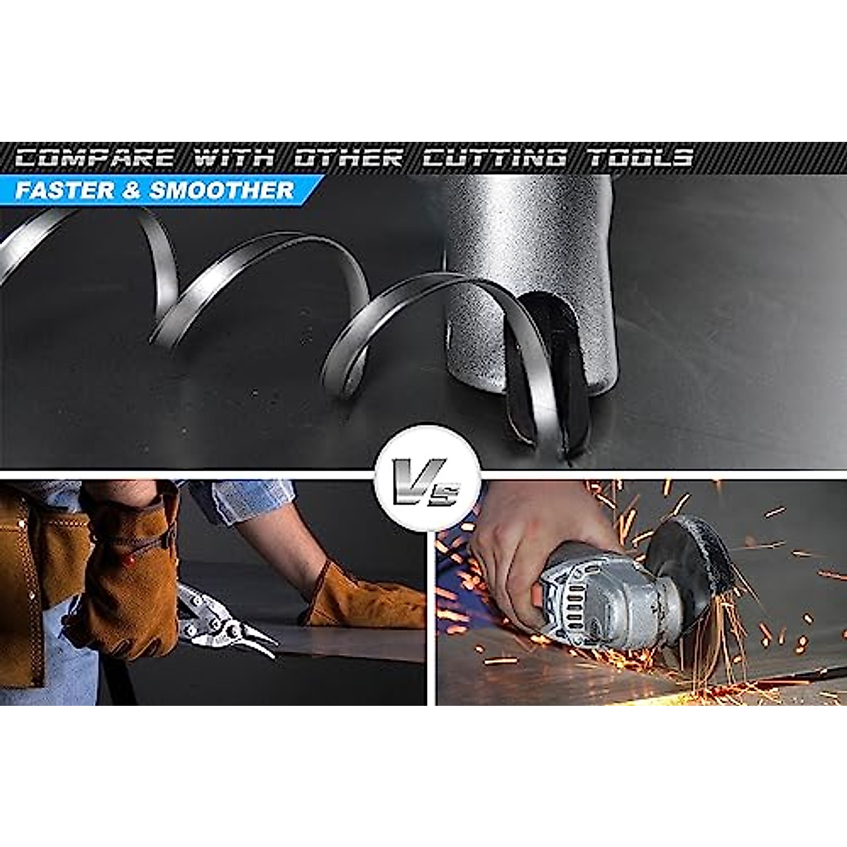 Wild Edge Electric Metal Shear, 14 Gauge 5.0 Amp Variable Speed Swivel Head Heavy Duty Sheet Metal Cutter