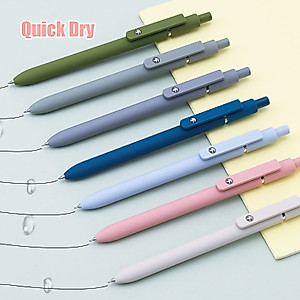 LABUK 7pcs Cute Gel Pens, Fine Point 0.5mm Black Ink Rolling Ball Aesthetic Pens, Retractable Quick Dry, Smooth Writing for School & Office Supplies