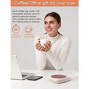 Otspove Coffee Mug Warmer - Mug Warmer for Desk with 2 Temperature Settings, Electric Coffee Cup Warmer, Auto Shut Off Coffee Warmer Pink