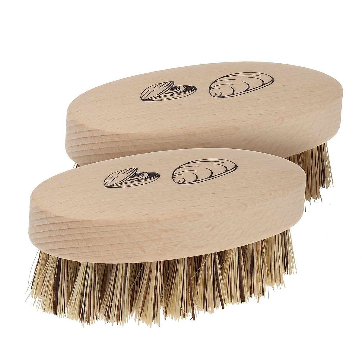 REDECKER Mussel Brush with Beechwood Handle, 3-3/4-Inches, Set of 2 - Brush for Scrubbing Mussels