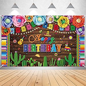 6 * 4ft Mexican Happy Birthday Backdrop - Mexican Themed Fiesta Birthday Party Decorations Mexican Party Supplies Mexican Banner Mexico Cinco De Mayo Carnival Photo Booth Background