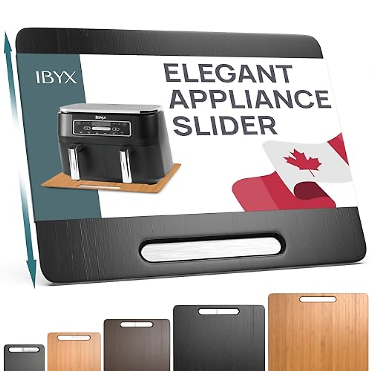 Ibyx Elegant Sliding Tray for Your Coffee Maker & Heavy Kitchen Appliances - Sturdy, Slides Easily from Under The Cabinet (Black, Medium - Wide (13” x 10.5”))