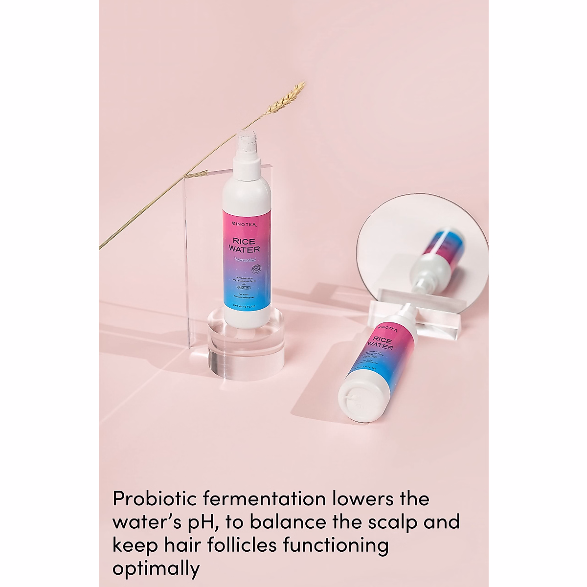 Fermented Rice Water Hair Mist for Hair Growth (8 oz) with Biotin and Lavender for Thicker and Fuller Looking Hair, Conditioning, Moisturizing, pH Balanced