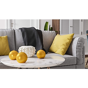 Set of 3 Sphere Ball Candles 3" Unscented Handpoured for Weddings, Home Decoration, Church, Restaurant, Spa, Smokeless Cotton Wick - Gold