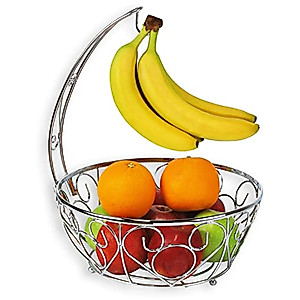 Simple Houseware Chrome Paper Towel Holder + Fruit Basket Bowl with Banana Tree Hanger, Chrome