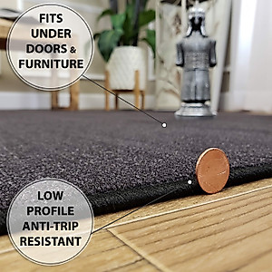 Rubber Backed Runner Rug, 22 x 60 inch, Solid Black, Non Slip, Kitchen Rugs and Mats