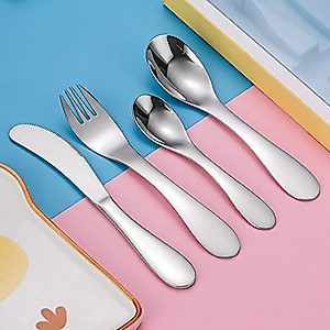 AIPNIS Personalized Kids Silverware 4 Piece Set,Custom Name Engraved Toddlers Tableware Set,Safe Reusable Child Cutlery Flatware Includes Fork Knife Table Spoons for Eating With Gift box