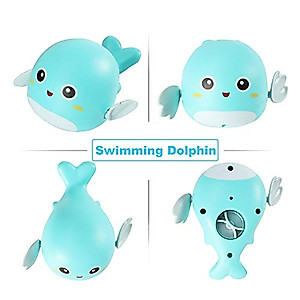 Baby Bath Toys for Toddlers 1-3 Cute Swimming Turtle and Dolphin Bath Toys Wind Up Baby Bathtub Toys for Baby Boys and Girls for Ages 6 Months & up 4 Pack