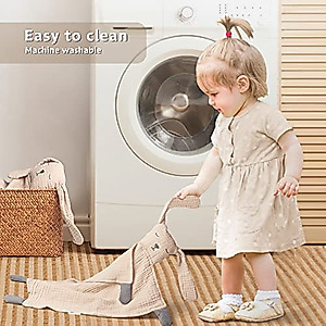 Lulu moon Baby Security Blanket for Unisex, Cotton Muslin Baby Lovey, Soft & Breathable Lovie Baby Gifts for Boys and Girls, 15 * 12 Inch (Soft Hug)