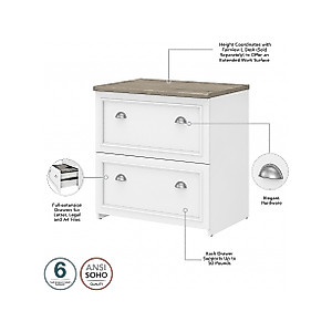 Bush FV003G2W 60-Inch L-Shaped Desk w/Hutch, Lateral File Cabinet Shiplap Gray/Pure White