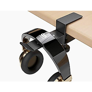 6amLifestyle Headphone Headset Holder Hanger, Universal Metal Gaming Headphones Stand Mount Under Desk Hook Clip with Adjustable Clamp for All Headsets, Black（Patented）