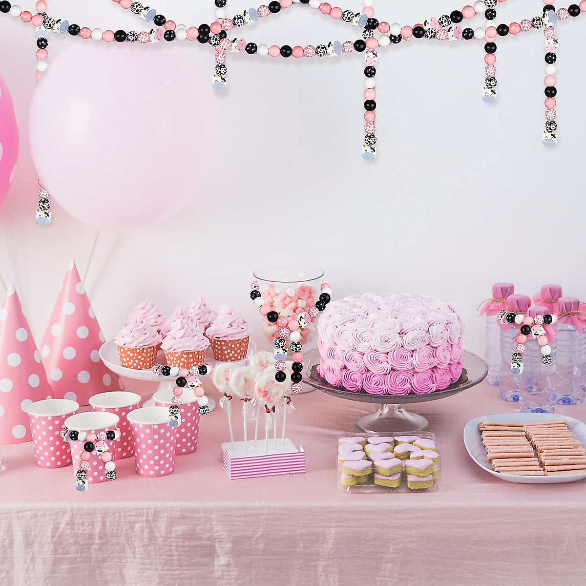 200 PCS Cow Print Wood Beads 16mm Wood Round Beads Natural Handmade Beads Polished Spacer Beads for Jewelry Making DIY Crafts Making Home Party Decoration (Cow)