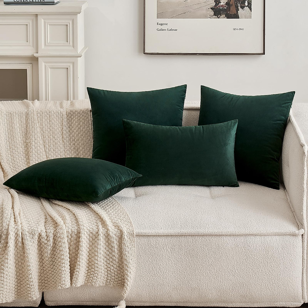 MIULEE Velvet Soft Soild Decorative Square Throw Pillow Cover Cushion Case for Spring Sofa Bedroom Car 12 x 20 Inch 30 x 50 Cm