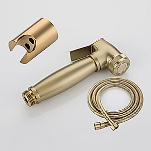 MINJING Bidet Sprayer Kit for Toilet Golden Multifunction Single Cold Bathroom Tap Supercharged Sprayer Wall Mount Bathroom Bidet Shower,D