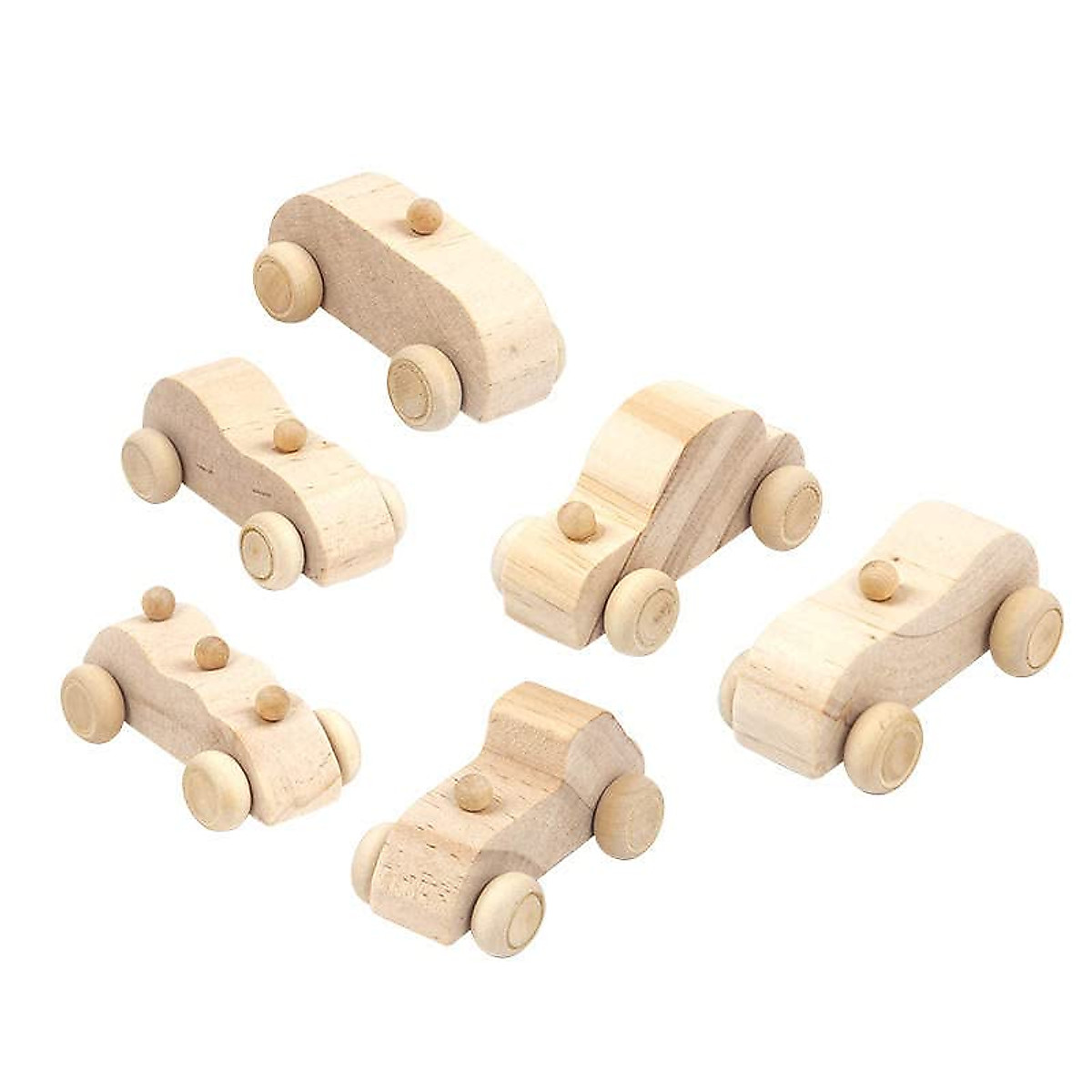 JALEOOUTLET - Wood DIY Cars Toys Wooden Crafts for Paint Art 6 Set Home Activities Easy Family Time Painting Craft Students Make Your Own Race Cart