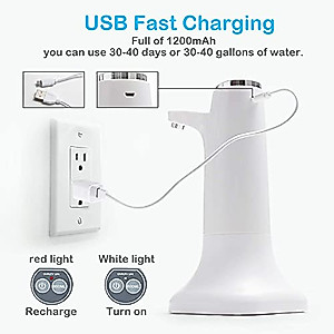 DOTSOG Electric Water Bottle Pump 5 Gallon Bottle Build-in TDS Water Quality Tester Wireless & Portable for Home Kitchen Office Use