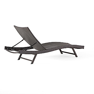 Ochangqi Lounge Chair Outdoor with 4 Adjustable Backrest, Wicker Chaise Lounge Chair Outdoor with Metal Frame, Outdoor Lounge Chairs All Weather Patio,Beach, Pool Side, Outdoor (Brown)