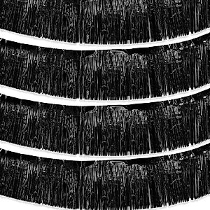 Black Parade Float Fringe,Black Fringe Banners,Black Fringe Garland,For Parade Float Decorations,Graduation Ceremony Decorations Festival Celebration,11.8 in x 9.8 ft,4 pack
