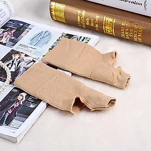 Beige Wrist HandWrist,1 Pair Beige Wrist Hand Support Gloves Thumb Hand Wrist Support Strap Glove Elastic Brace Sleeve Sports Bandage Wrap Pain Relief Artritis Reumatoide Gloves manopla para el dolor