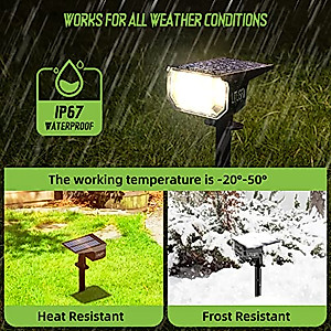 LITLISFlY Solar Spot Lights Outdoor Landscape Lights, 50 LEDs Solar Spotlight Outdoor Auto On/Off with 3 Modes, IP67 Solar Outdoor Lights Waterproof Garden Lights, 2in1 Solar Yard Spotlight,Warm White