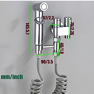 Brass Bidet Sprayer for Toilet with Hose,Multifunctional Handheld Bidet Sprayer for Toilet,Wall Mounting Cloth Diaper Sprayer Set,Silver