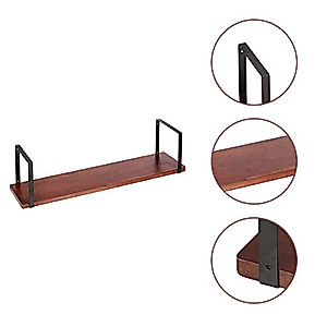 Coral Flower Floating Shelves Wall Mounted, 31", Rustic Wood Wall Storage Shelves for Home Decor Bedroom, Living Room, Bathroom, Kitchen, Office, Black and Brown