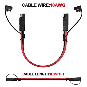 iGreely SAE Extension Cable 10AWG SAE to SAE Quick Disconnect Wire Harness SAE Connector for Solar Panel Battery Tender Motorcycle Cars Tractor 10 Gauge (1Ft)