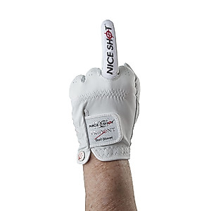 Nice Shot Trident Golf Glove with Power Grip Strips in Premium White Cabretta Leather Men's Left Hand - XLarge