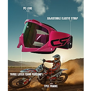 CRG Sports Motorcycle Goggle ATV Dirt Bike Off Road Racing Motocross Goggles for Men, Women, Adults
