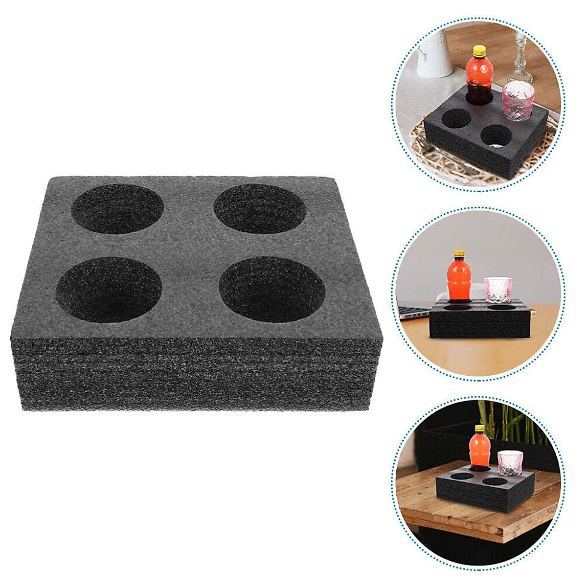 Alipis Takeout Cup Carrier Trays Coffee Tray Cup Holder, 4-Hole Takeout Coffee Cup Bottle Carrier s Foam Hot or Cold Drinks Carrier Cup Trays Beverage Trays for Package