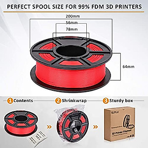 Upgraded Dryer Box of 3D Printer Filament, SUNLU 3D Filament Dryer Box S1, LA Filament 1.75 mm Dimensional Accuracy +/- 0.02 mm, 1 KG Spool, PLA Red