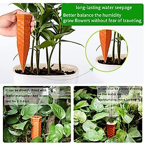 Baxrou Plant Self Watering Stakes 12 Pack Terracotta Watering Spikes for Indoor and Outdoor Plants,Wine Bottle Plant Watering Devices, Automatic Plant Waterers for Vacation