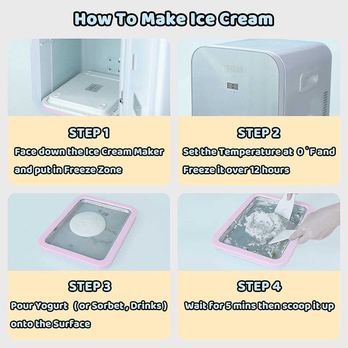 JoyMech Ice Cream Roll Maker Rolled Ice Cream Machine, Sweet Spot Pan, Instant Cold Plate, Ideal for Making Rolled Ice Cream Soft Serve Slushies Frozen Yogurt Sorbet and Gelato (Lavender)