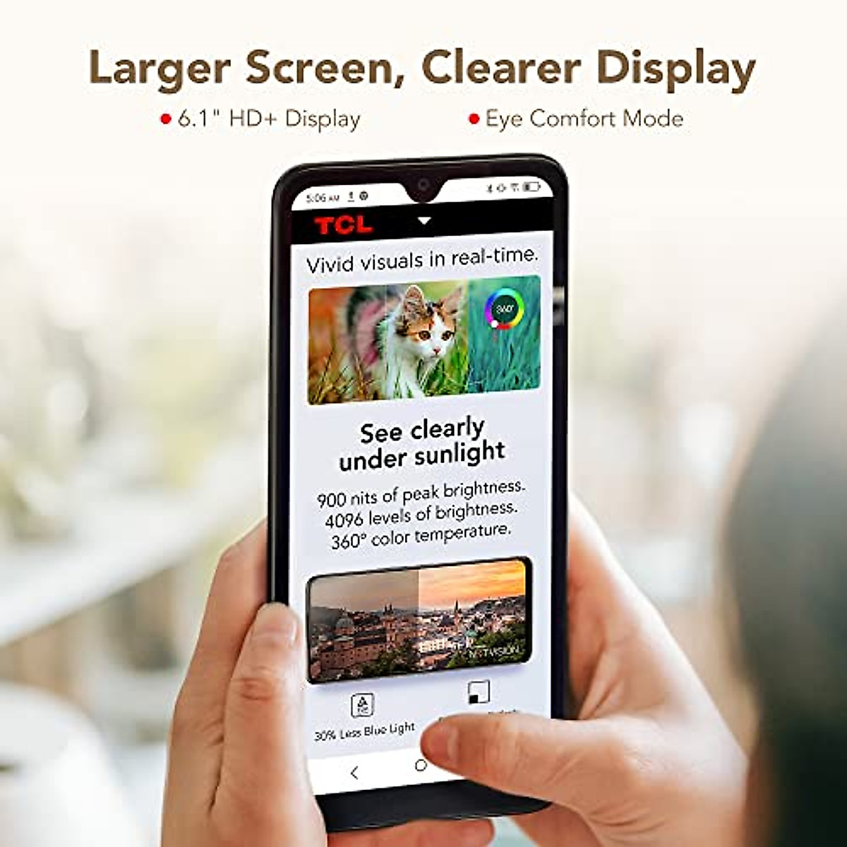 TCL 30 Z |2022| 6.1 Inch Unlocked Cell Phone with HD+ Display, US Version Android 12 Smartphone 32GB+3GB RAM, 3000mAh Android Phone, Prime Black (Renewed)