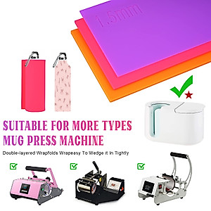 QUUREN Sublimation Tumbler Wrap Compatible with Cricut Mug Press Accessories 3 Thicknesses Silicone Mug Wrap for Tumbler Heat Press Attachment for Sublimation Tumblers Blanks Products 9.8 x 4.7"